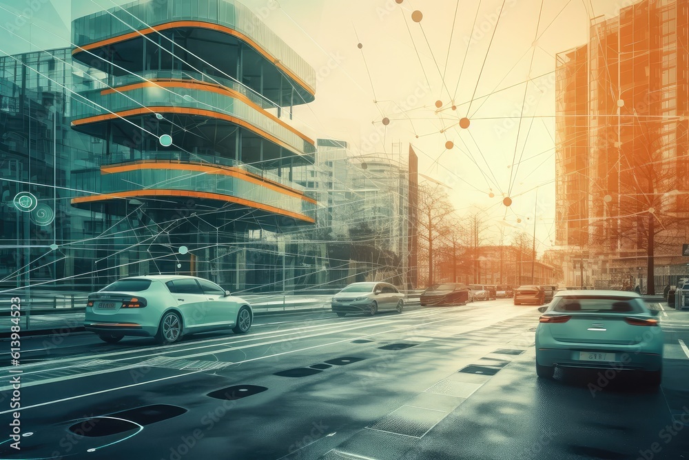 Vehicles Adorned With Advanced Technology Surrounded By A Futuristic