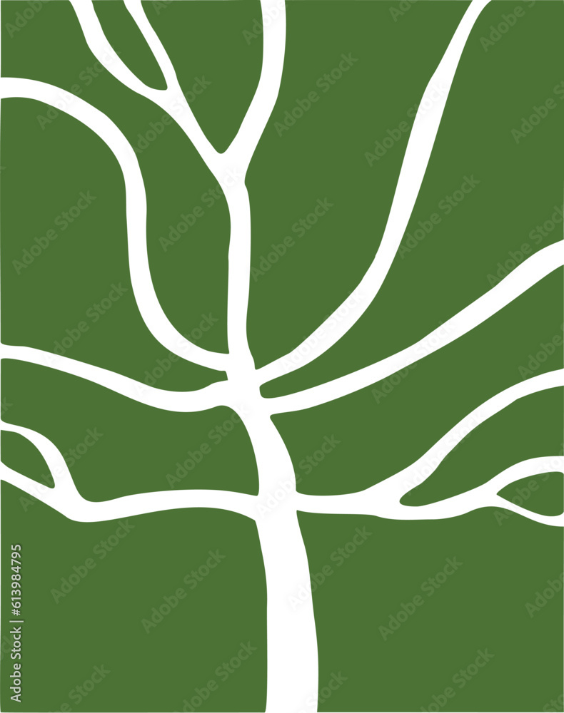 Figure oak red on a white background. Architectonics of the crown of ...