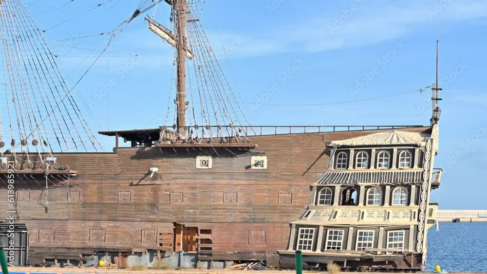 Replica of Santisima Trinidad ship in Alicante, Spain Stock 비디오 | Adobe ...