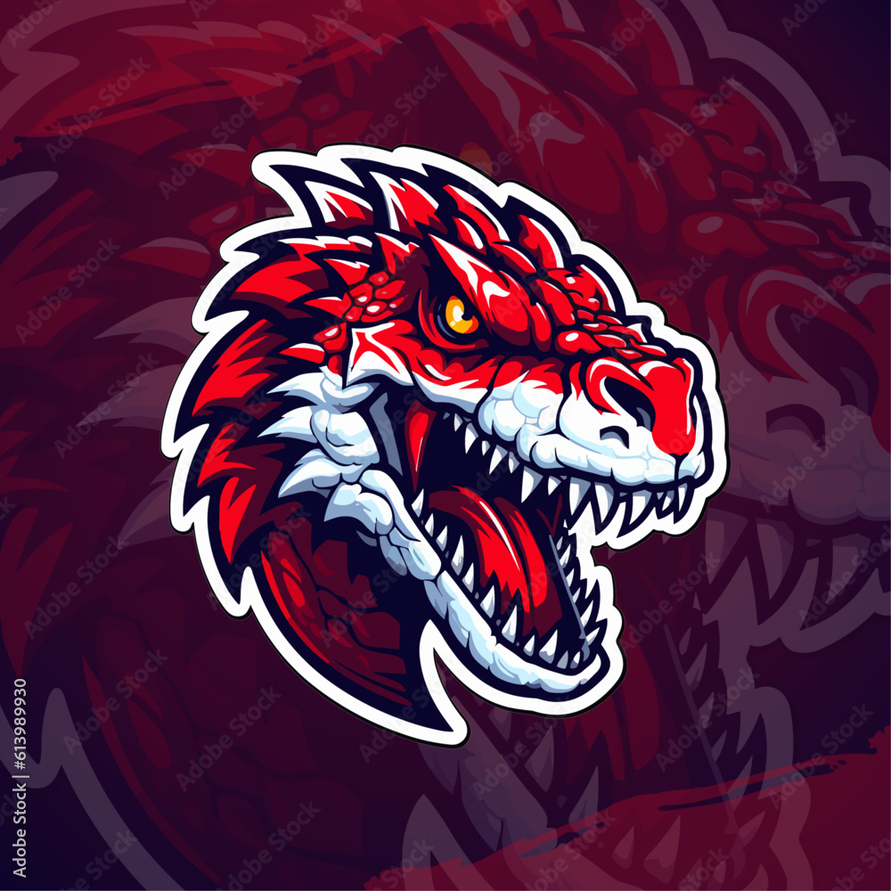 Savage Raptor: Vector Gaming Logo with T-Rex Mascot - Dynamic Design ...