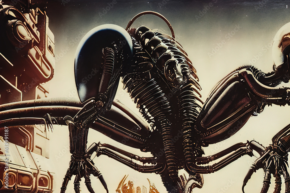 Alien xenomorph male biomechanical, full body cinematic style digital ...