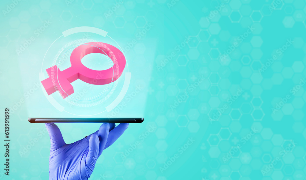 Sign of the female gender, Public Health Physician. shows the female ...