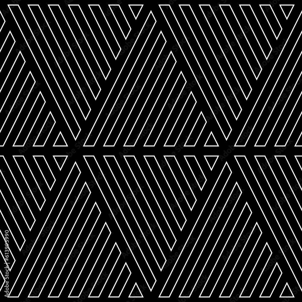 White hollow diagonal lines on black background. Seamless surface ...