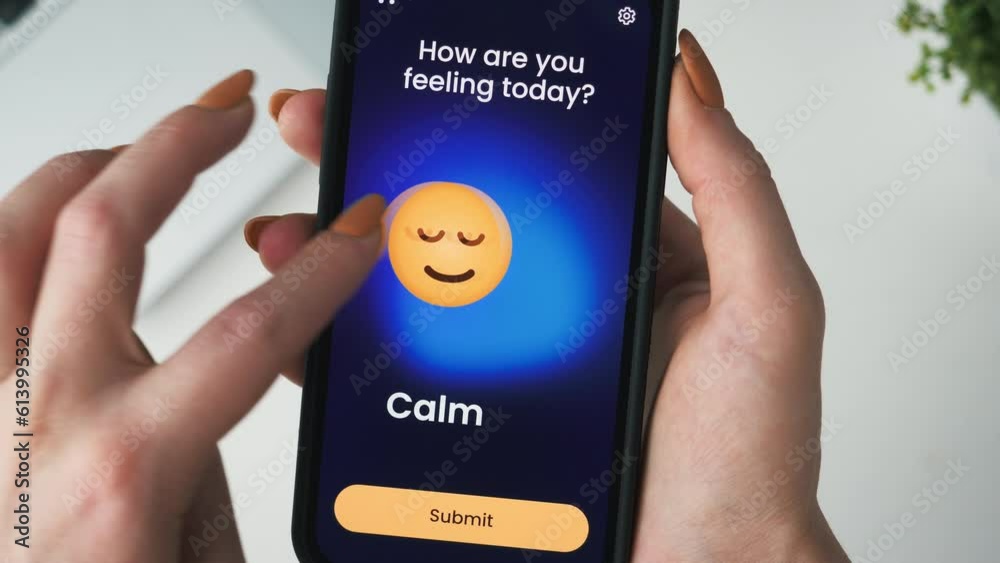 Video „Tracking emotions on a mood tracker app. Choosing a happy ...