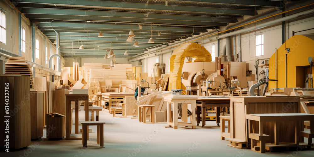 Generative AI A school classroom with woodworking equipment, machinery ...