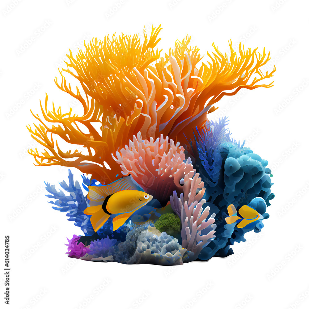 Coral reef of sea on transparent background, generative ai Stock ...