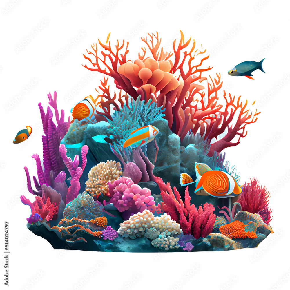 Coral reef of sea on transparent background, generative ai Stock ...