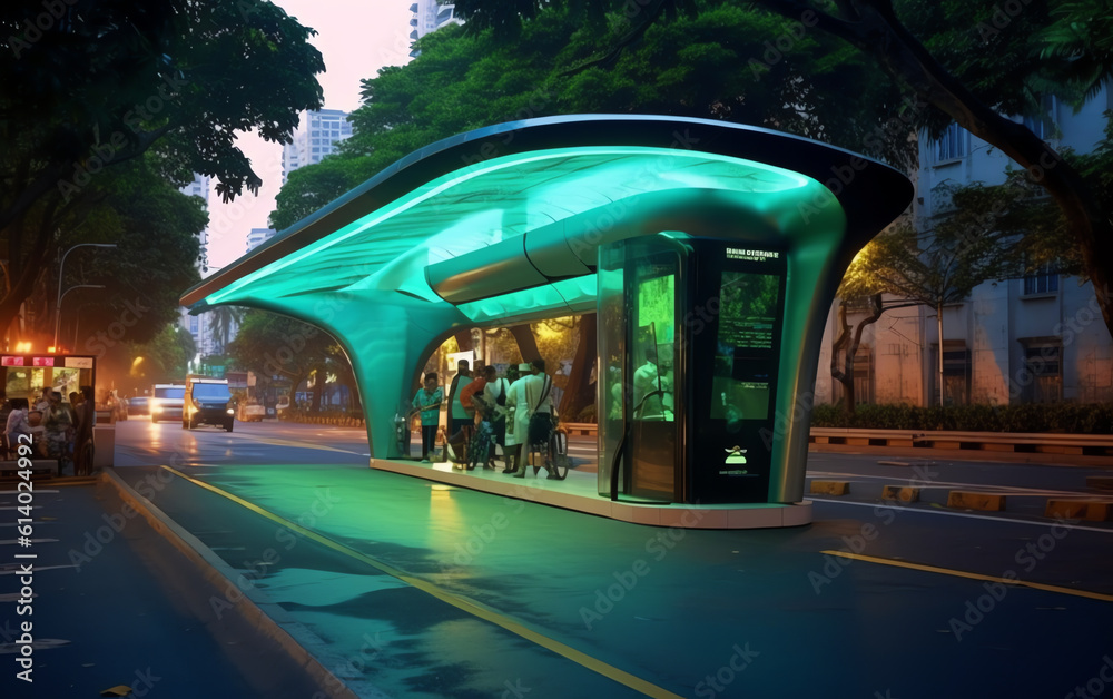 Generative AI Jakarta, 11 June 2023 - Empty bus stop in the Jakarta ...