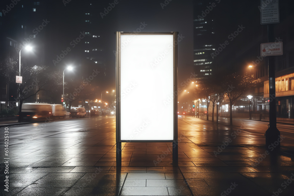 Generative AI Blank vertical advertising poster banner mockup at empty ...