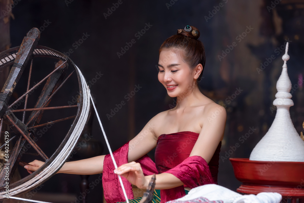 Thai woman dressed in traditional Northern Thailand culture costume ...