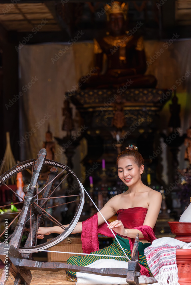 Thai woman dressed in traditional Northern Thailand culture costume ...