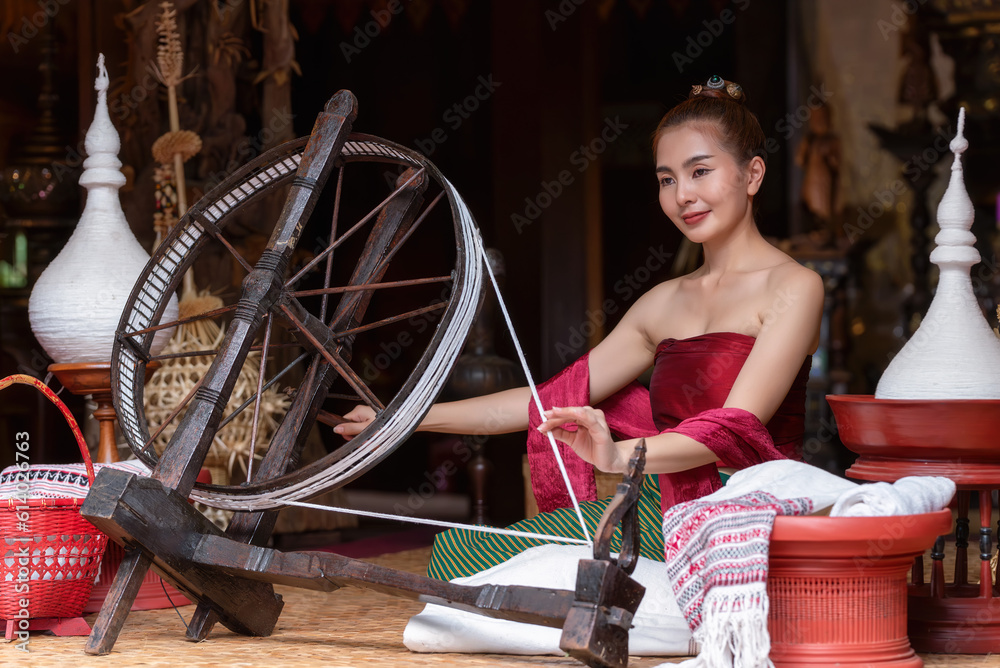 Thai woman dressed in traditional Northern Thailand culture costume ...