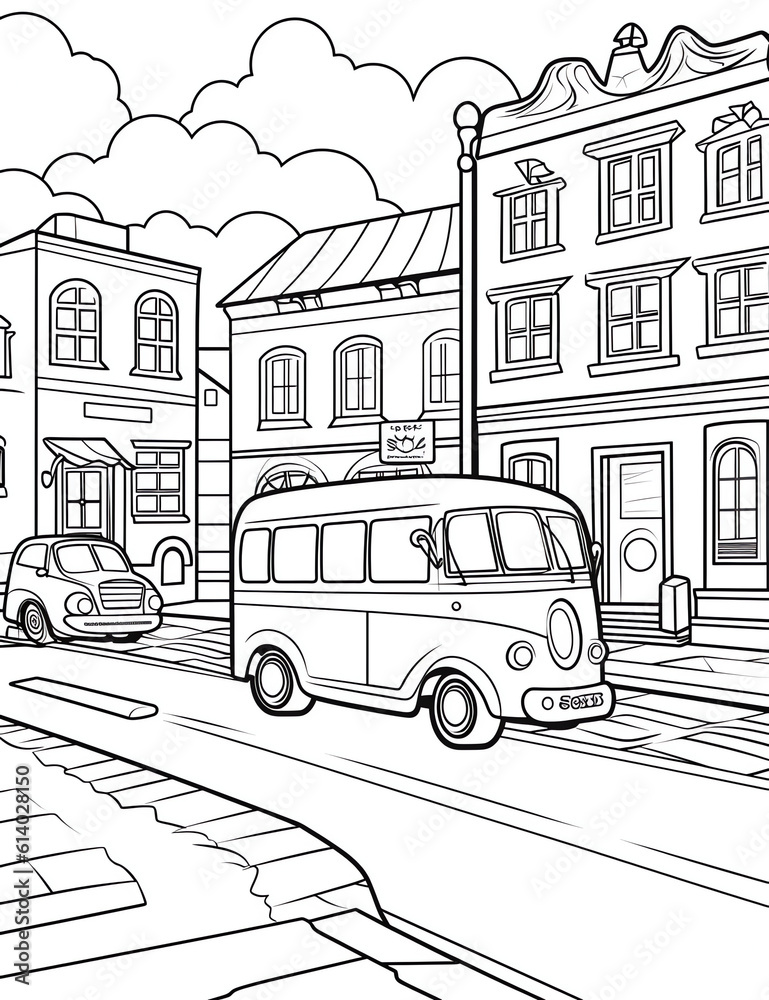 Generative AI Single one line drawing of bus stops with shelter, simple ...