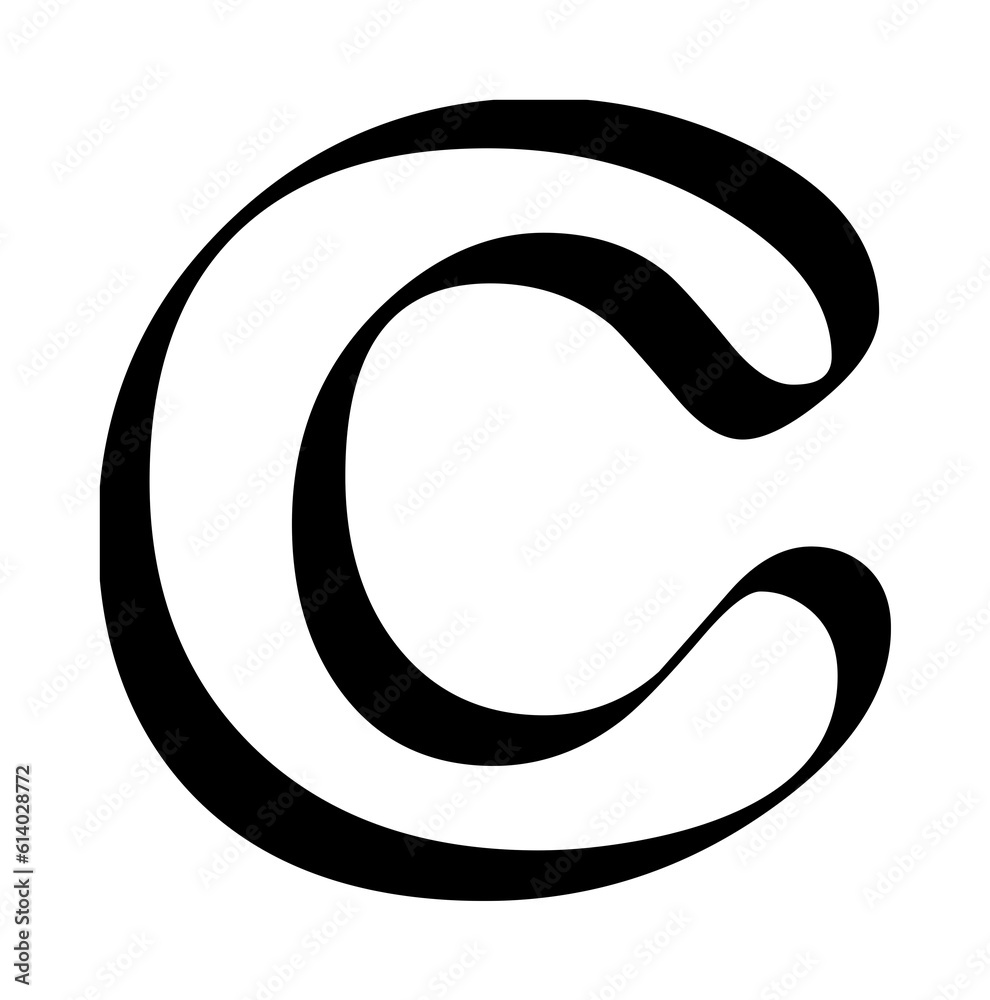 Modern lowercase letter c alphabet character isolated on transparent ...
