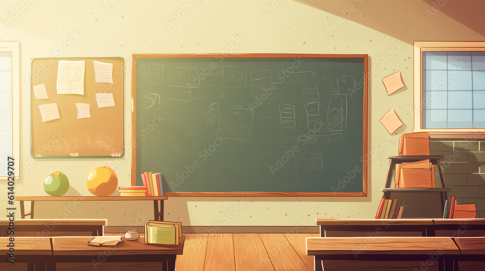 Generative AI Empty classroom. School Education background. Empty ...