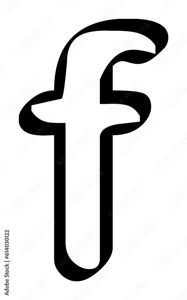 Modern lowercase letter f alphabet character isolated on transparent ...