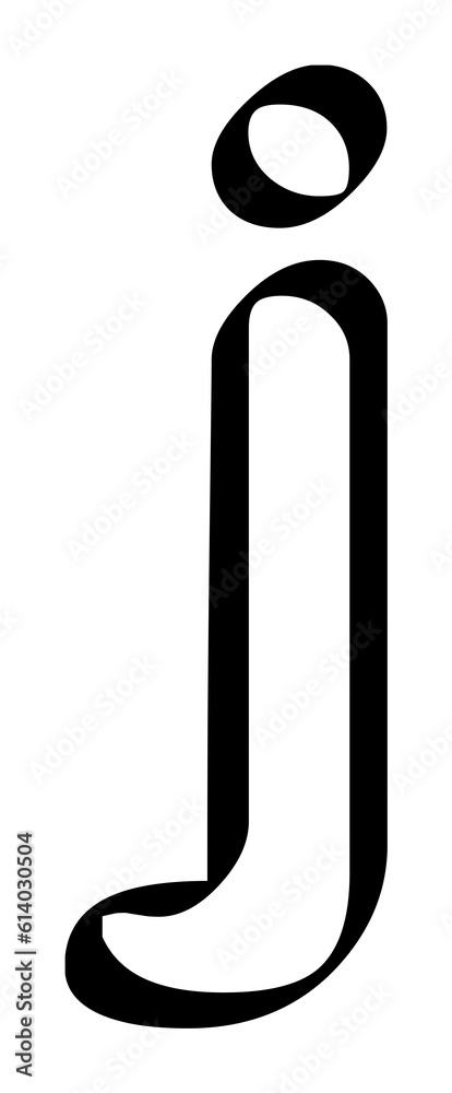 Modern lowercase letter j alphabet character isolated on transparent ...