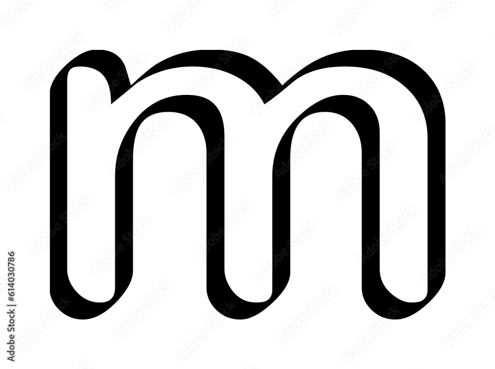 Modern lowercase letter m alphabet character isolated on transparent ...