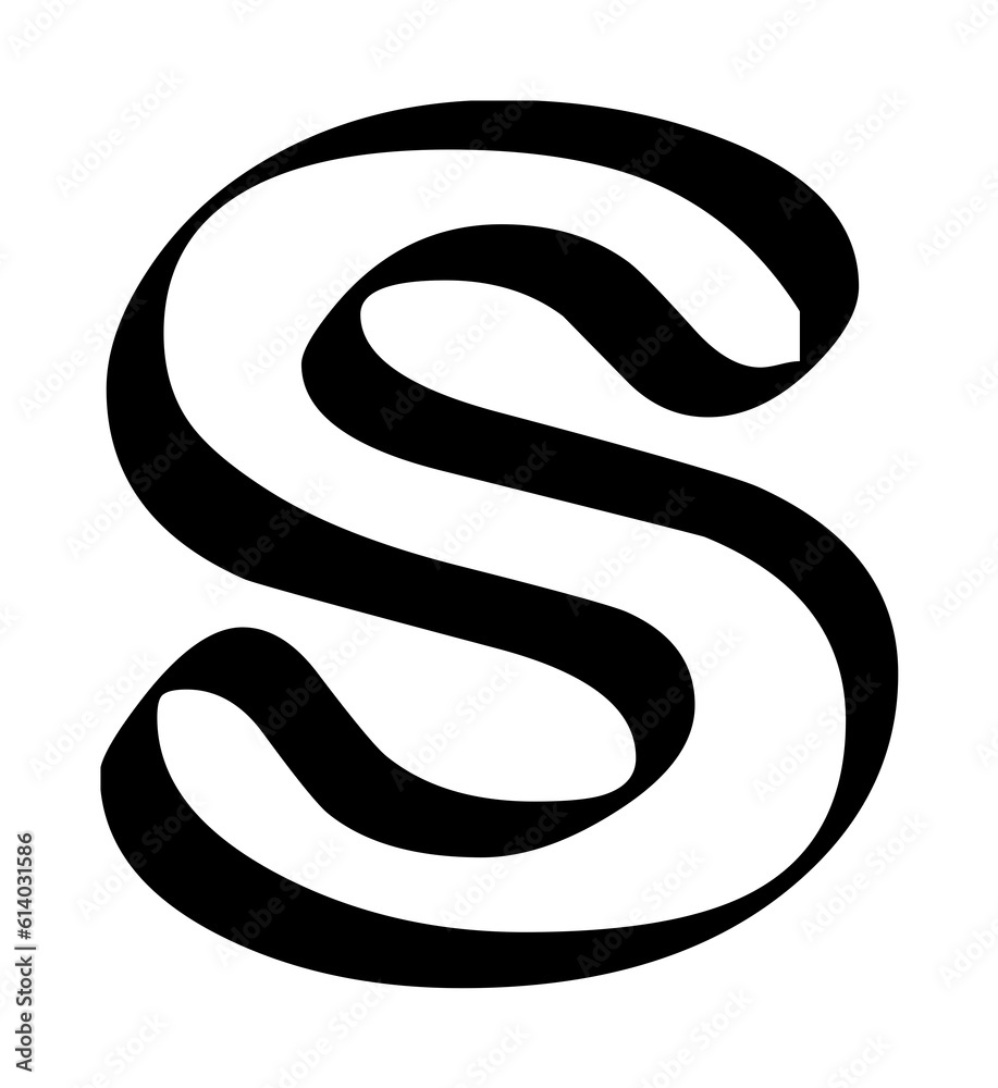 Modern lowercase letter s alphabet character isolated on transparent ...