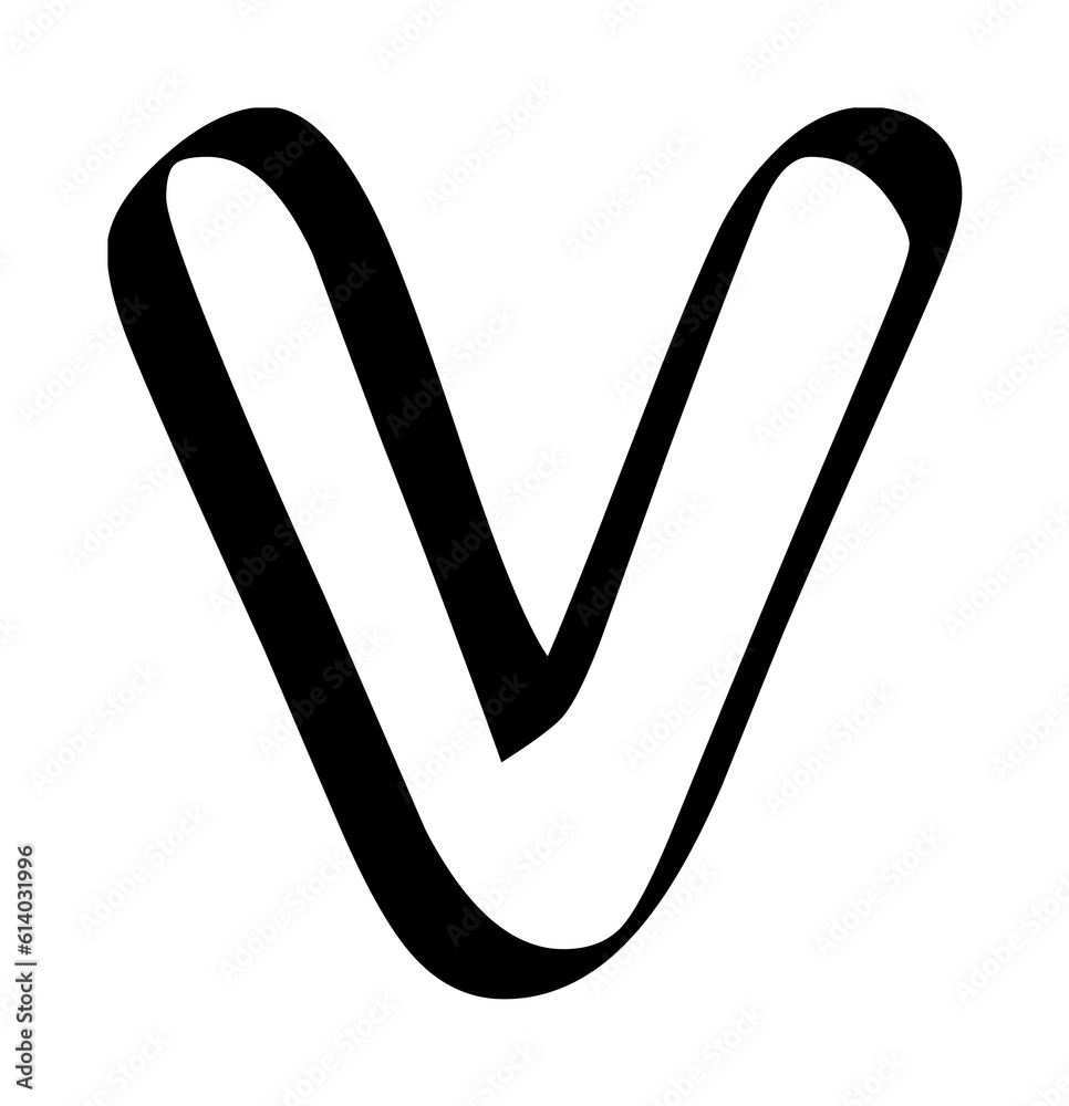 Modern lowercase letter v alphabet character isolated on transparent ...