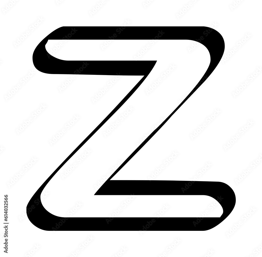 Modern lowercase letter z alphabet character isolated on transparent ...