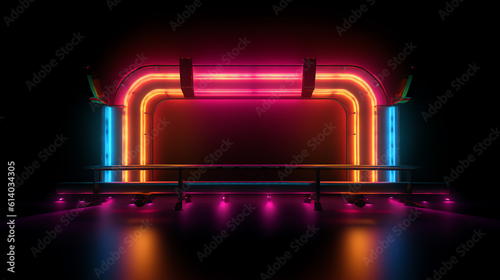 Generative AI Wide retro lightbox with light bulbs. Vintage theater ...