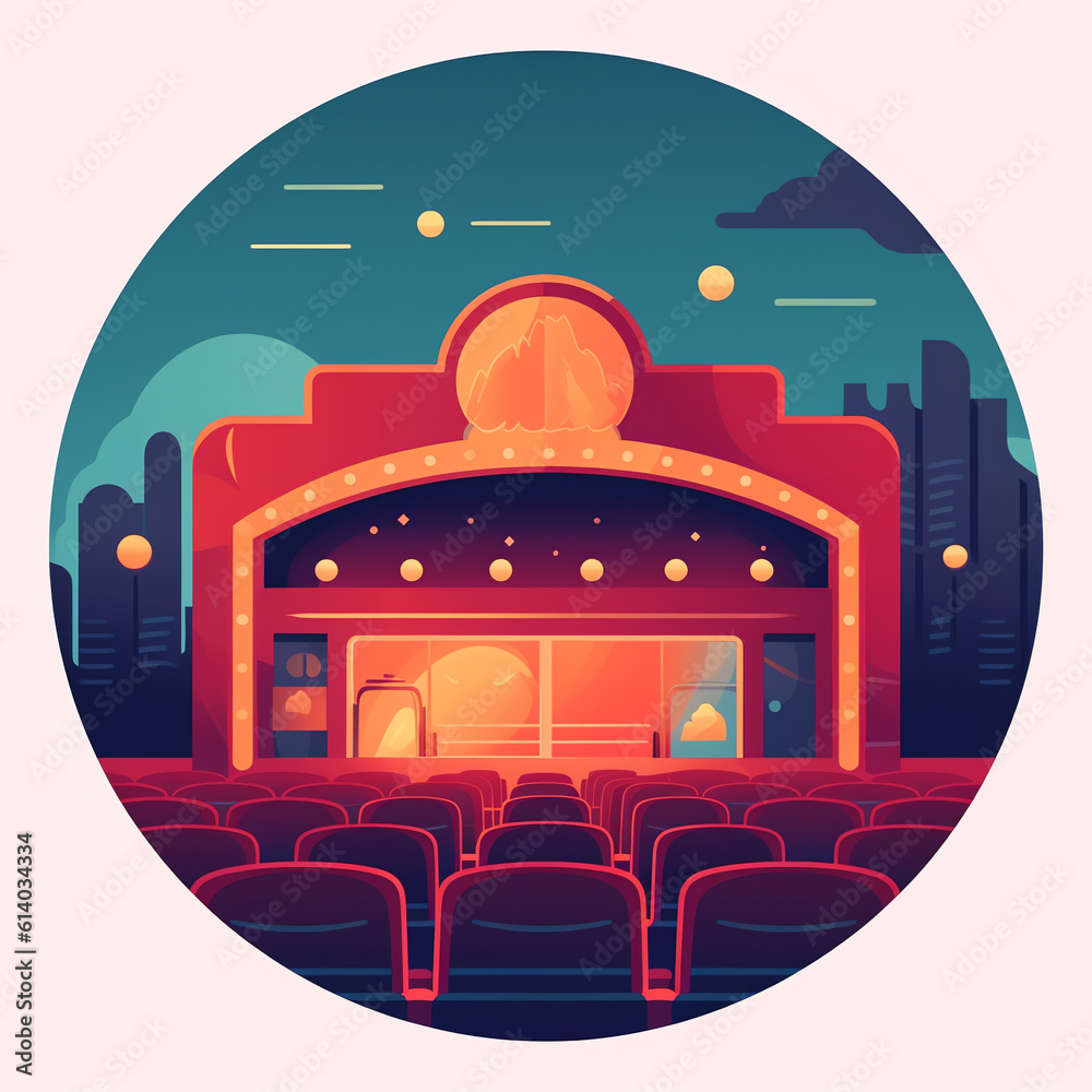 Generative AI Vector cinema festival poster, banner background. People ...