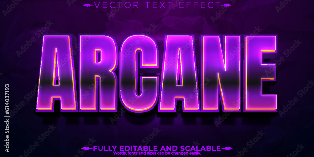 Arcane text effect, editable game machine and retro text style Stock ...