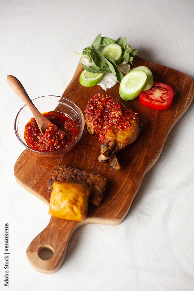 Ayam penyet (smashed fried chicken) is Indonesian East Javanese cuisine ...