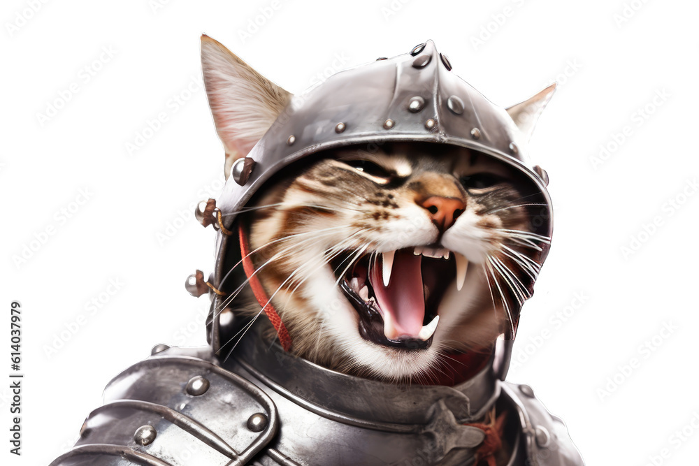 Knight cat armored on transparent background. The cat in armor is a ...