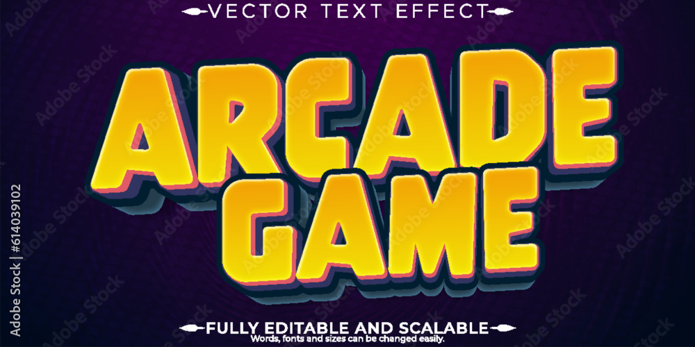 Arcade game text effect, editable game logo and cartoon text style ...