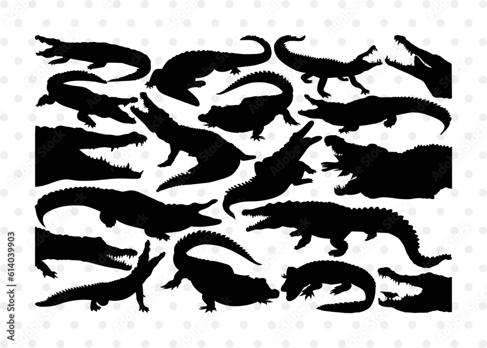 Crocodile Silhouette, Crocodile SVG, Caiman Svg, Cayman Animal Svg ...