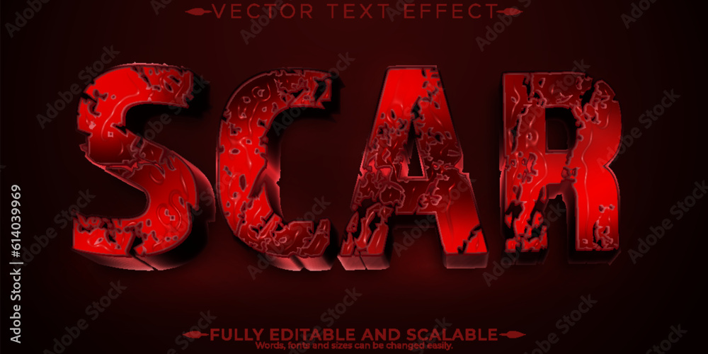 Scar blood text effect, editable horror and scary text style Stock ...