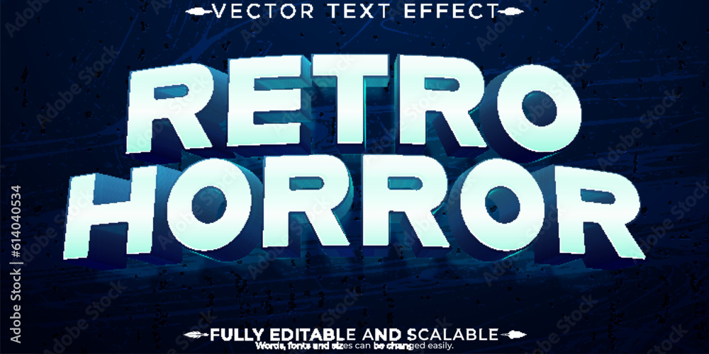 Retro horror text effect, editable vintage and scary text style Stock ...