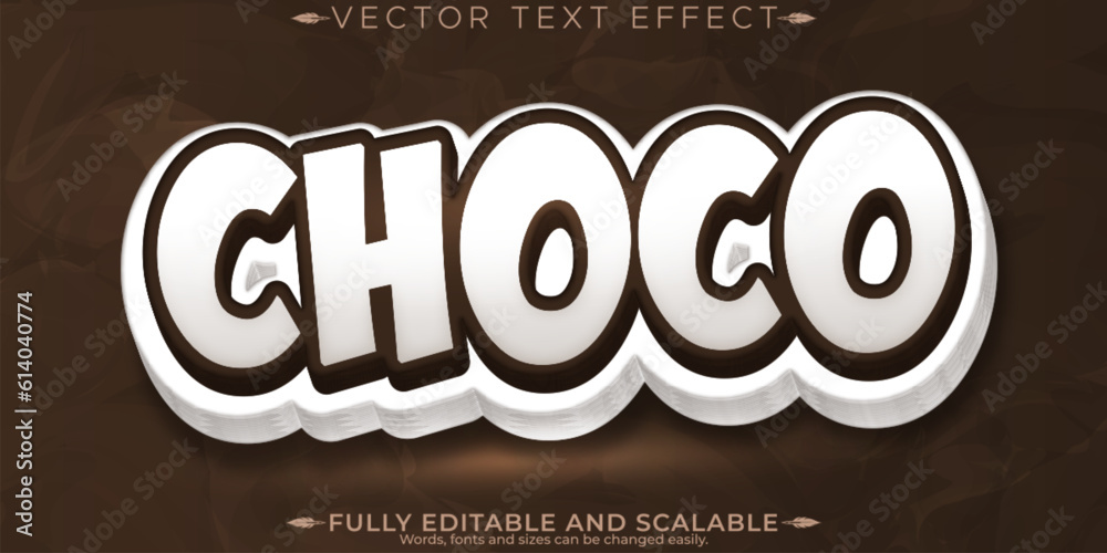 Choco text effect, editable breakfast and snack text style Stock Vector ...