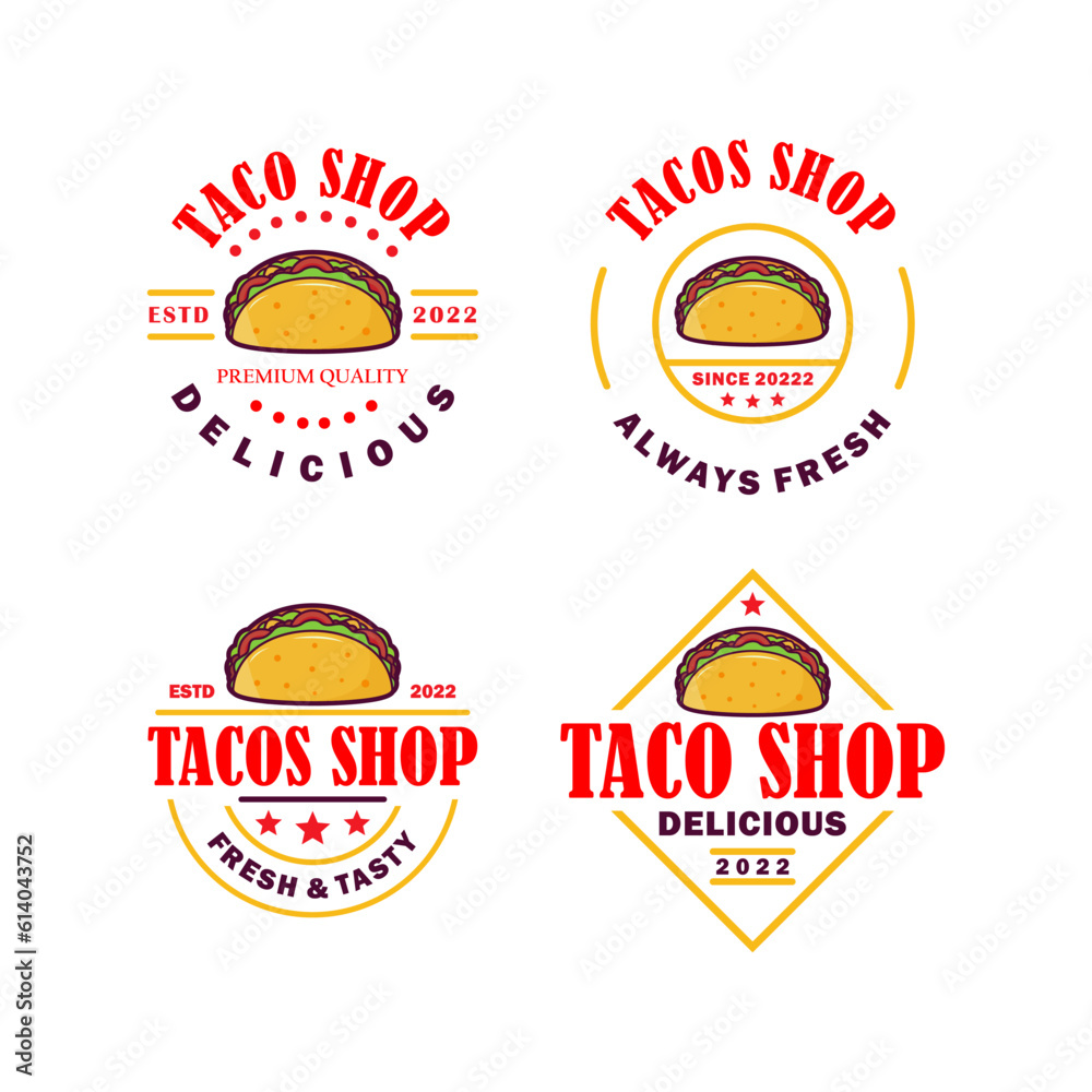 Logo vector set taco template design white background Stock Vector ...