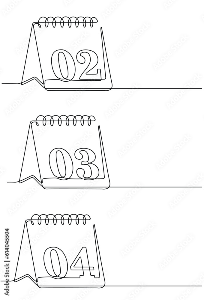 Continuous line drawing of calendar icon with dates beginning 1st to ...
