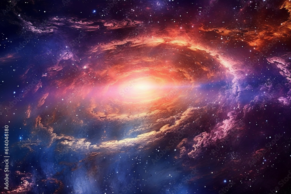 Cosmic voyage, celestial dance of space scene swirling galaxy, nebula, distant planet power and ...