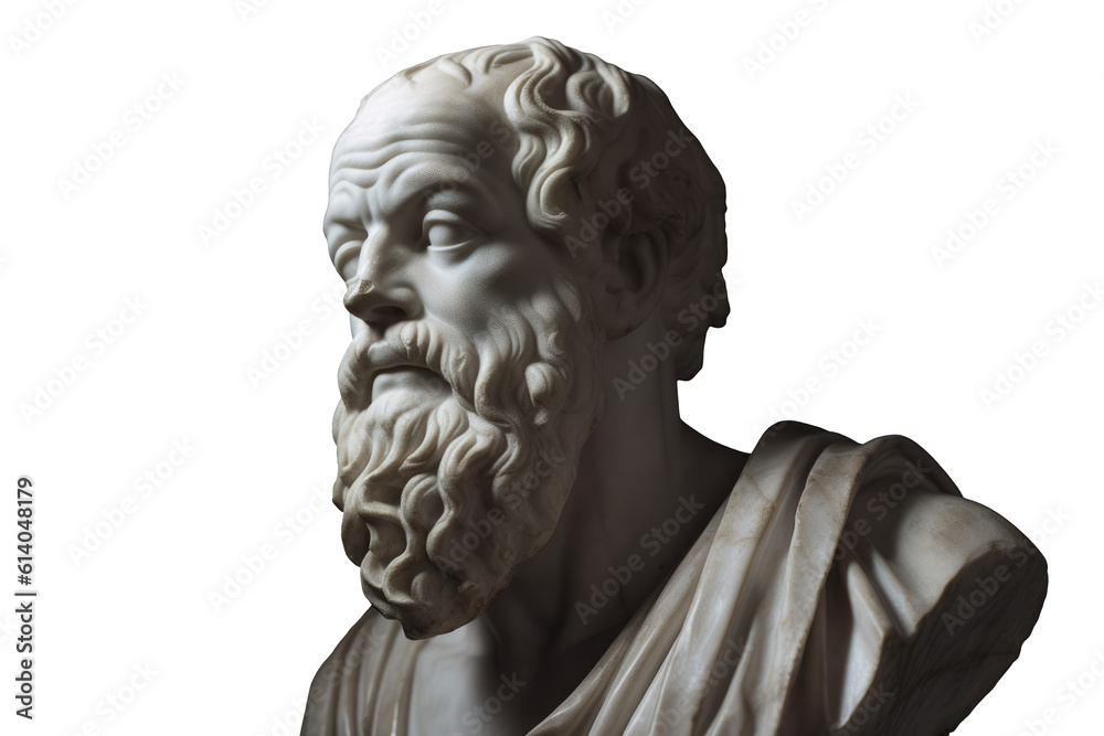 Illustration of the sculpture of Socrates. The Greek philosopher ...