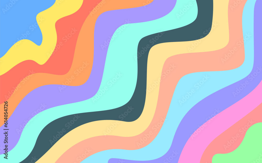 Rainbow wavey colourful fabric print textile background design template ...