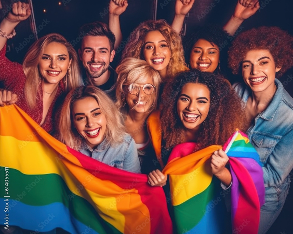 group of people holding hands celebrating pride together Stock ...
