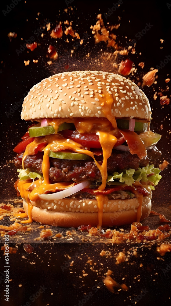 Irresistible Delight: A Fusion of Burger and Cheeseburger in Commercial ...