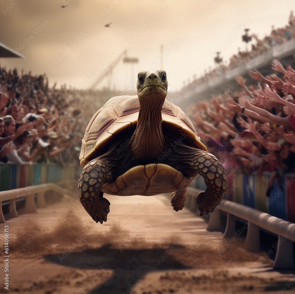 Tortuga veloz en una carrera llegando a la meta Stock Illustration ...