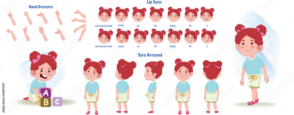 Vetor de Character Model Sheet for Animation- Including Lips Sync, Hand ...