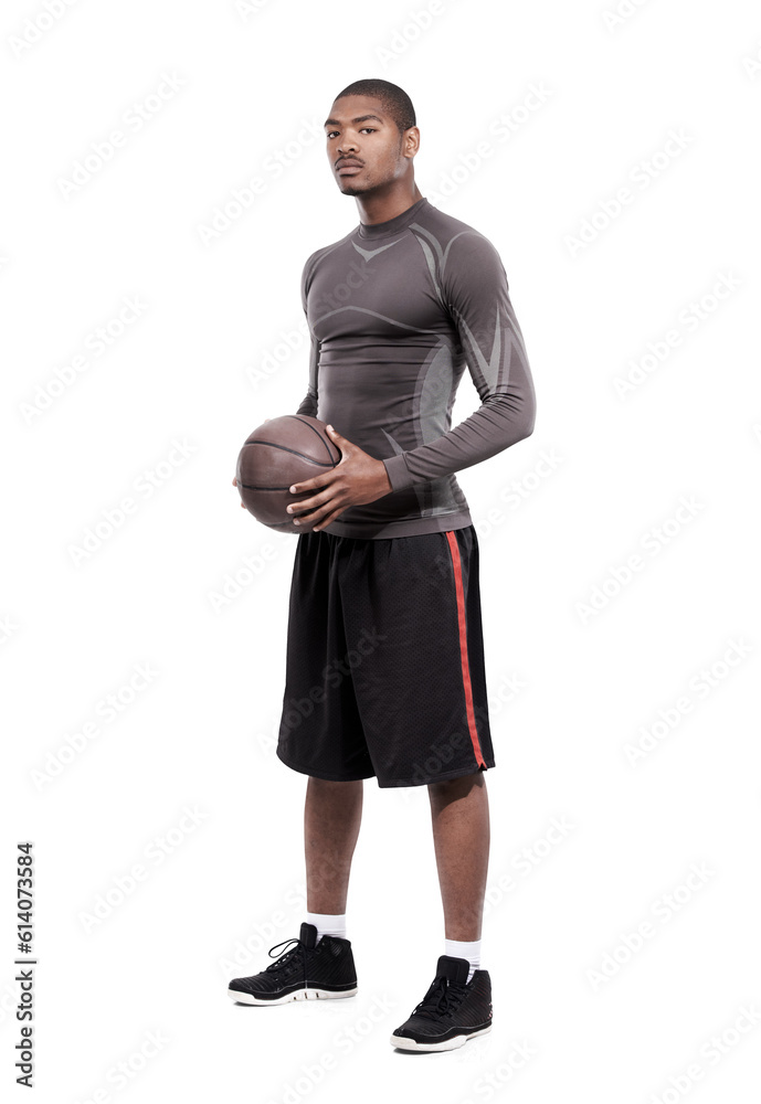 Basketball exercise, sports portrait and black man, athlete or player ...