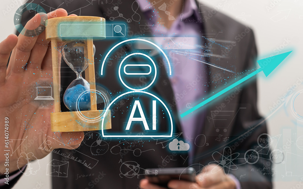 Machine Learning Hand Robot Touching Computer Chip And Binary Data Futuristic Artificial