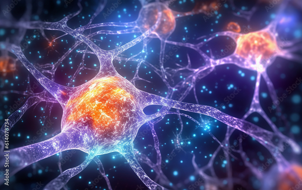Neurons in the human brain. Synapses act as the structural links ...