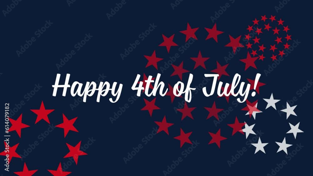 "Happy 4th of July!" in a fun script font over a repeating, starry, red ...