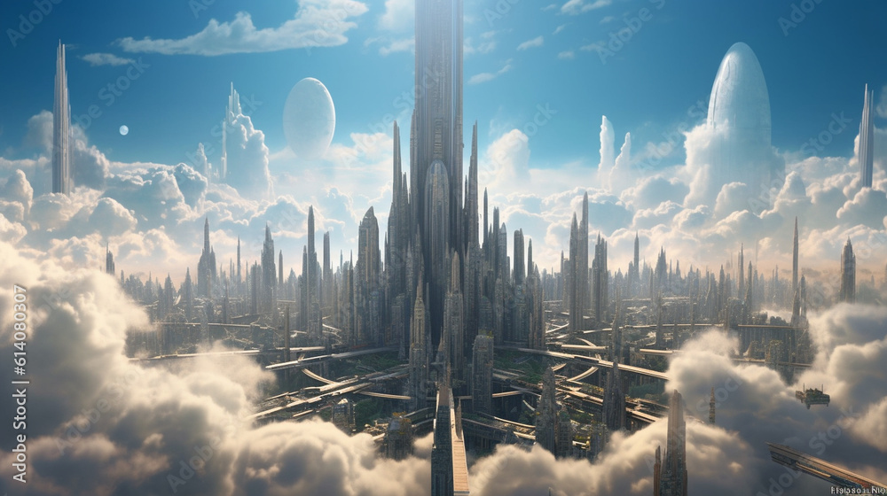 "Behold the architectural marvel that is the futuristic skyline of a ...