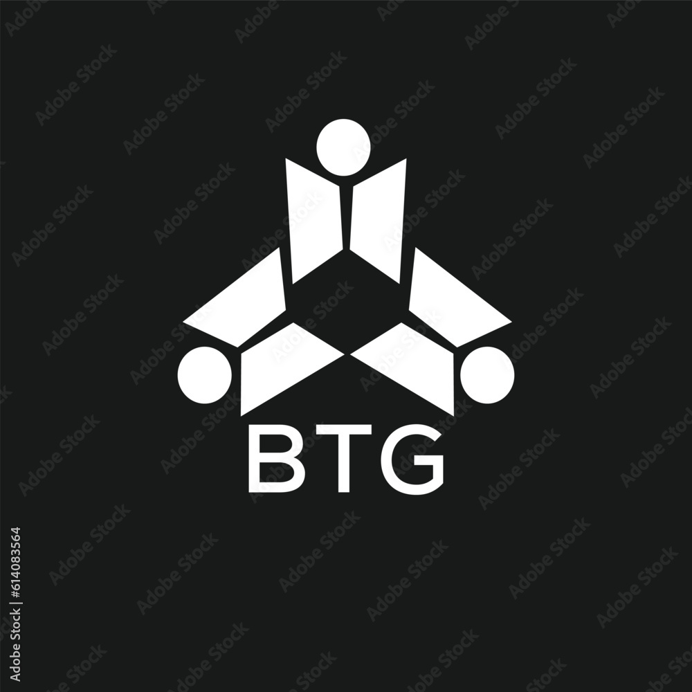 BTG white color thee letter logo. black background. triangle Monogram ...